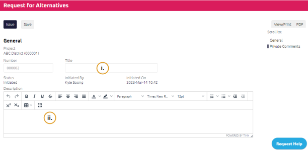 How do I issue a Request for Alternatives (RFA)? | Onware Help Center