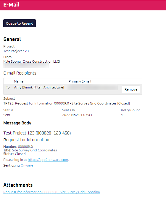 How do I view Emails sent to project participants from Onware? (Outbound Email) | Onware Help Center